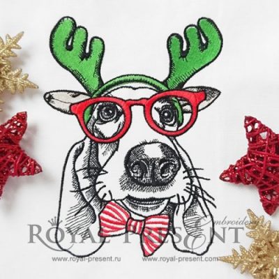 Christmas Machine Embroidery Design Dog| Royal Present Embroidery