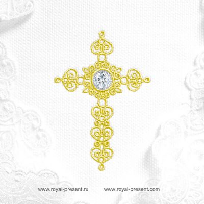 Machine embroidery design Christian Cross with Crystal| Royal Present ...