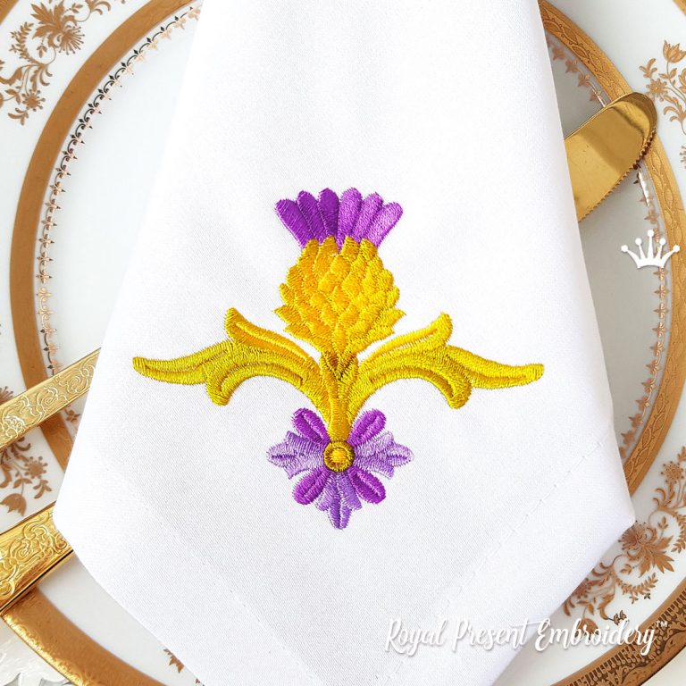 Golden thistle Free Machine Embroidery Design| Royal Present Embroidery