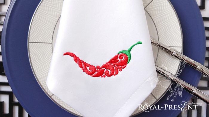 Chilli Pepper machine embroidery design| Royal Present Embroidery