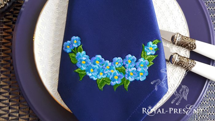 Forget-me-nots Free Embroidery Design| Royal Present Embroidery