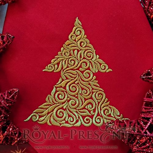 Free Machine Embroidery Design Christmas tree| Royal Present Embroidery