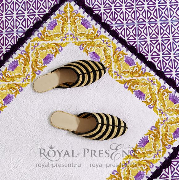 Golden Thistle corner Machine Embroidery Design| Royal Present Embroidery