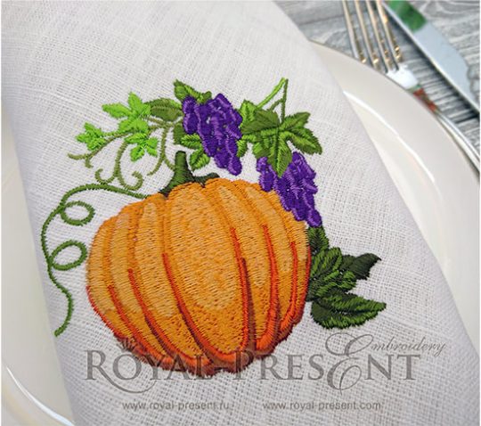 Free Machine Embroidery Design Autumn Pumpkin| Royal Present Embroidery