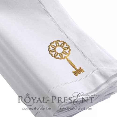 Machine Embroidery Design Bronze key – 2 sizes| Royal Present Embroidery