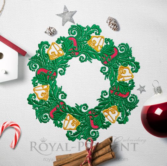 Christmas Wreath Machine Embroidery Design| Royal Present Embroidery