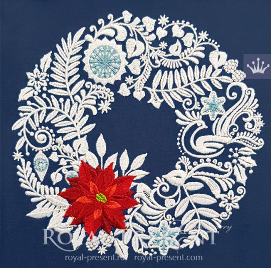 Machine Embroidery Design Christmas Wreath| Royal Present Embroidery
