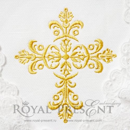 Machine Embroidery Design Gold ornate cross – 2 sizes| Royal Present ...