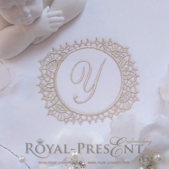 Machine Embroidery Design Laсe Monogram Blank| Royal Present Embroidery