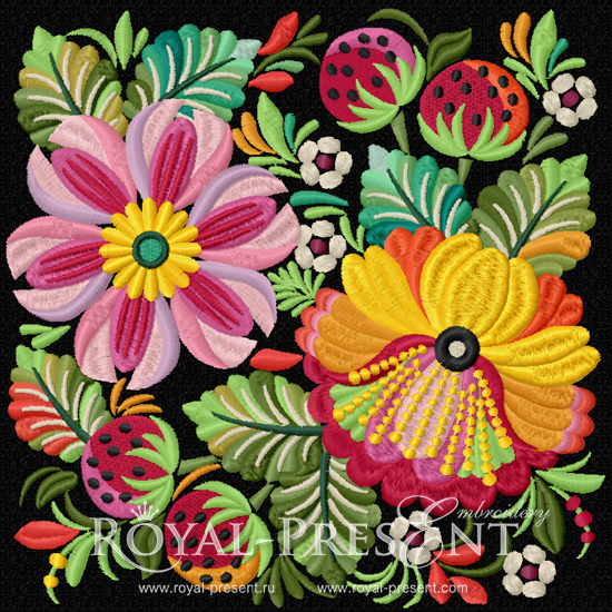 Machine Embroidery Design Petrykivka painting| Royal Present Embroidery