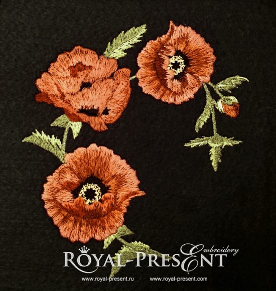 Machine Embroidery Design Poppies| Royal Present Embroidery