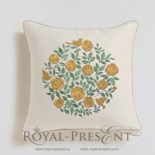 Machine Embroidery Design Rose bush – 3 sizes| Royal Present Embroidery
