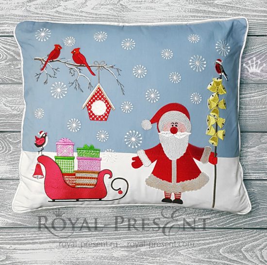 Machine Embroidery Designs for Christmas pillow| Royal Present Embroidery