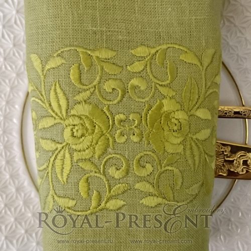 Monochrome Rose border Machine Embroidery Design| Royal Present Embroidery