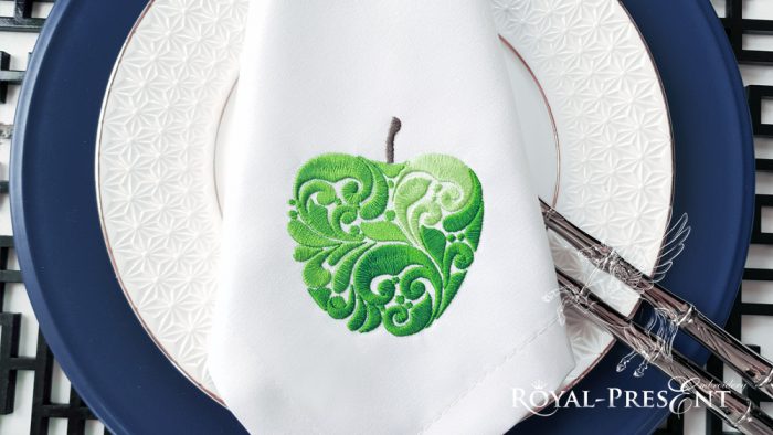 Ornate Apple machine embroidery design – 2 sizes| Royal Present Embroidery