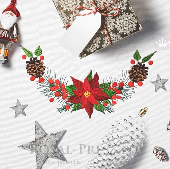 Poinsettia Garland Machine Embroidery Design – 2 sizes| Royal Present ...
