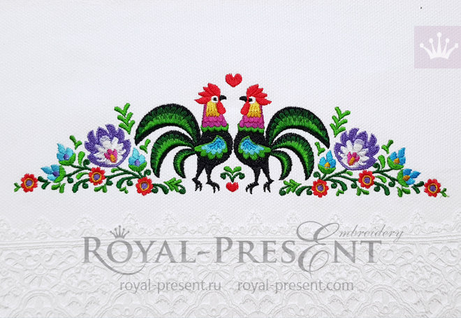 Polish Roosters border Machine Embroidery Design – 2 sizes| Royal ...