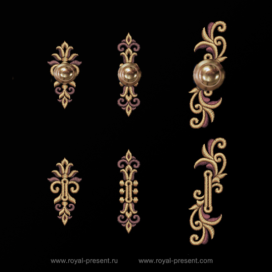 Three Baroque buttonholes Machine Embroidery Designs| Royal Present ...