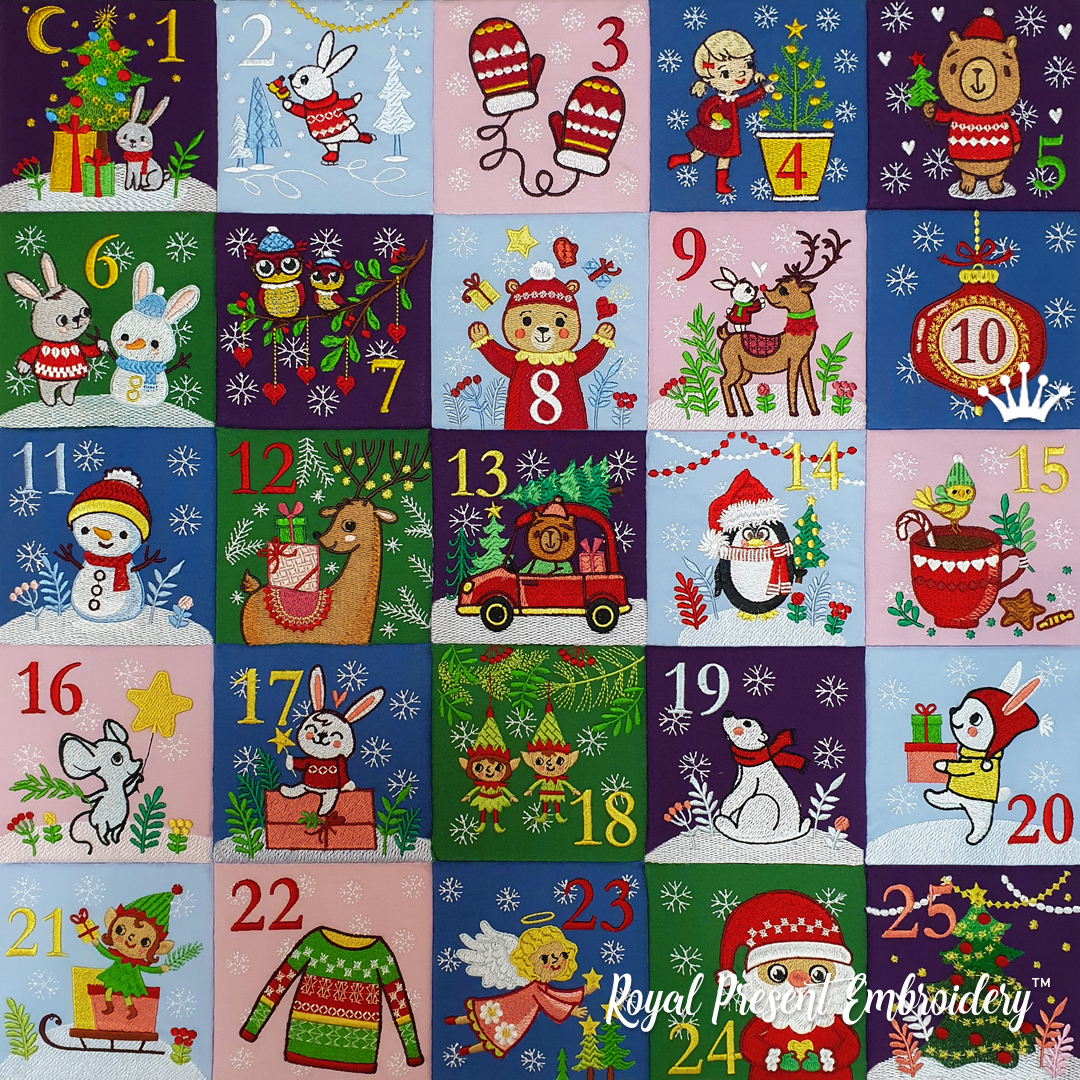 Christmas Advent Calendar Machine Embroidery Designs - 2 sizes | Royal ...