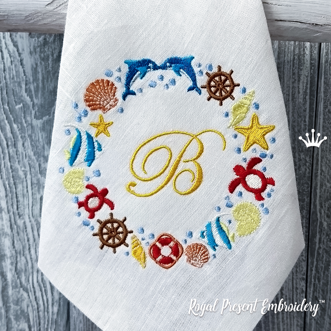 Nautical Monogram Frame Machine Embroidery Design | Royal Present ...