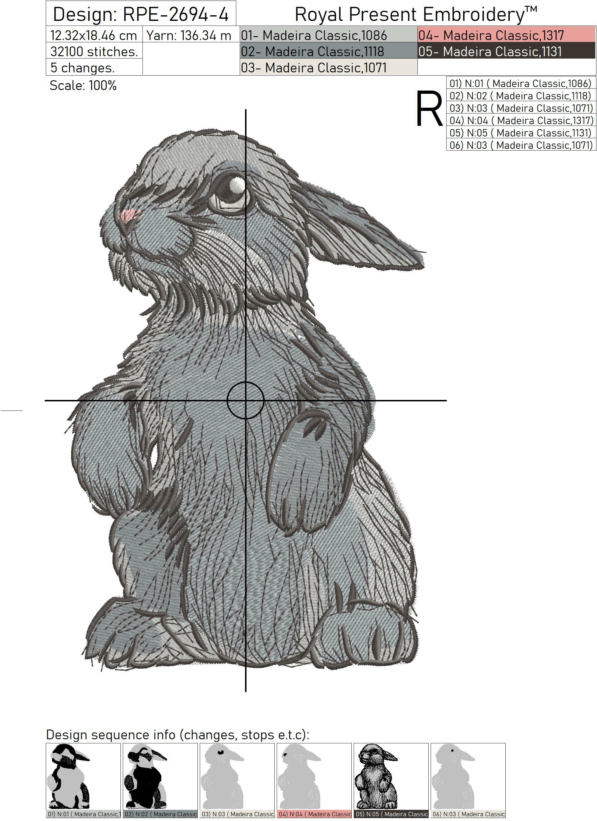 Serious Spring Bunny Machine Embroidery Designs - 5 sizes | Royal ...