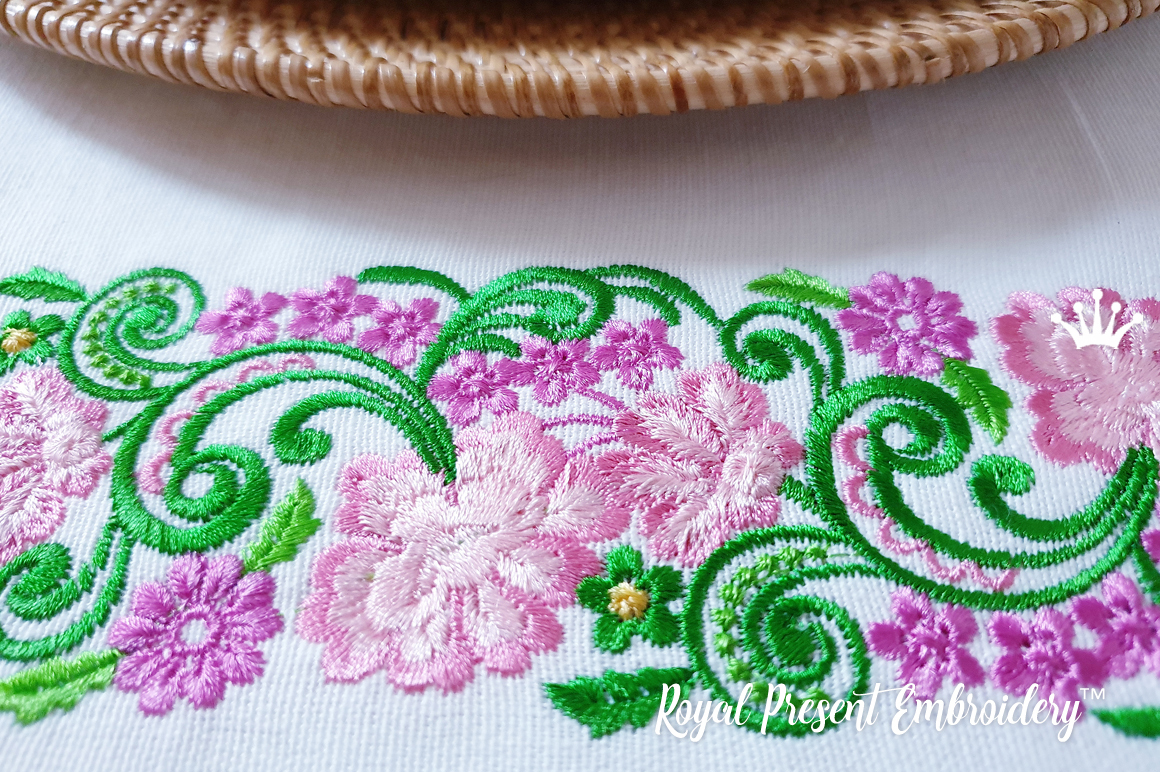 Floral Endless Border Machine Embroidery Design | Royal Present Embroidery