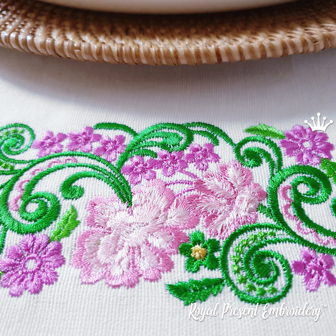 Floral Endless Border Machine Embroidery Design | Royal Present Embroidery