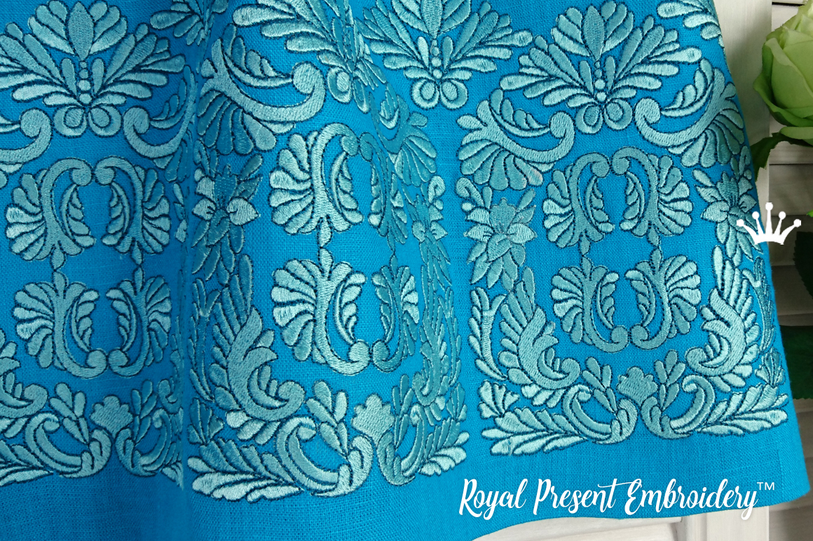 Machine Embroidery Design Blue Hungarian border | Royal Present Embroidery