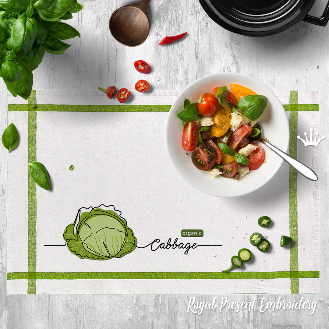 Organic Cabbage Machine embroidery design - 4 sizes | Royal Present ...
