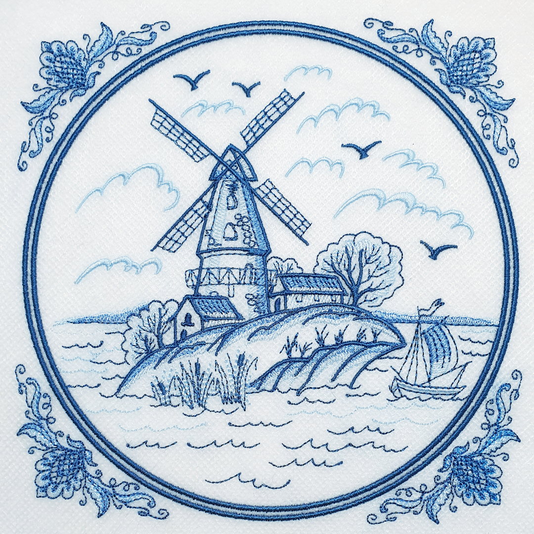 Delft Blue folk embroidery designs - Royal Present Embroidery
