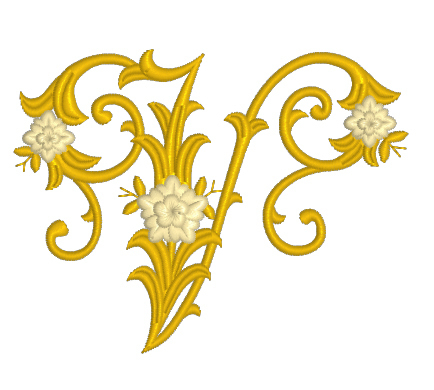 Machine Embroidery Design - Monogram V | Royal Present Embroidery
