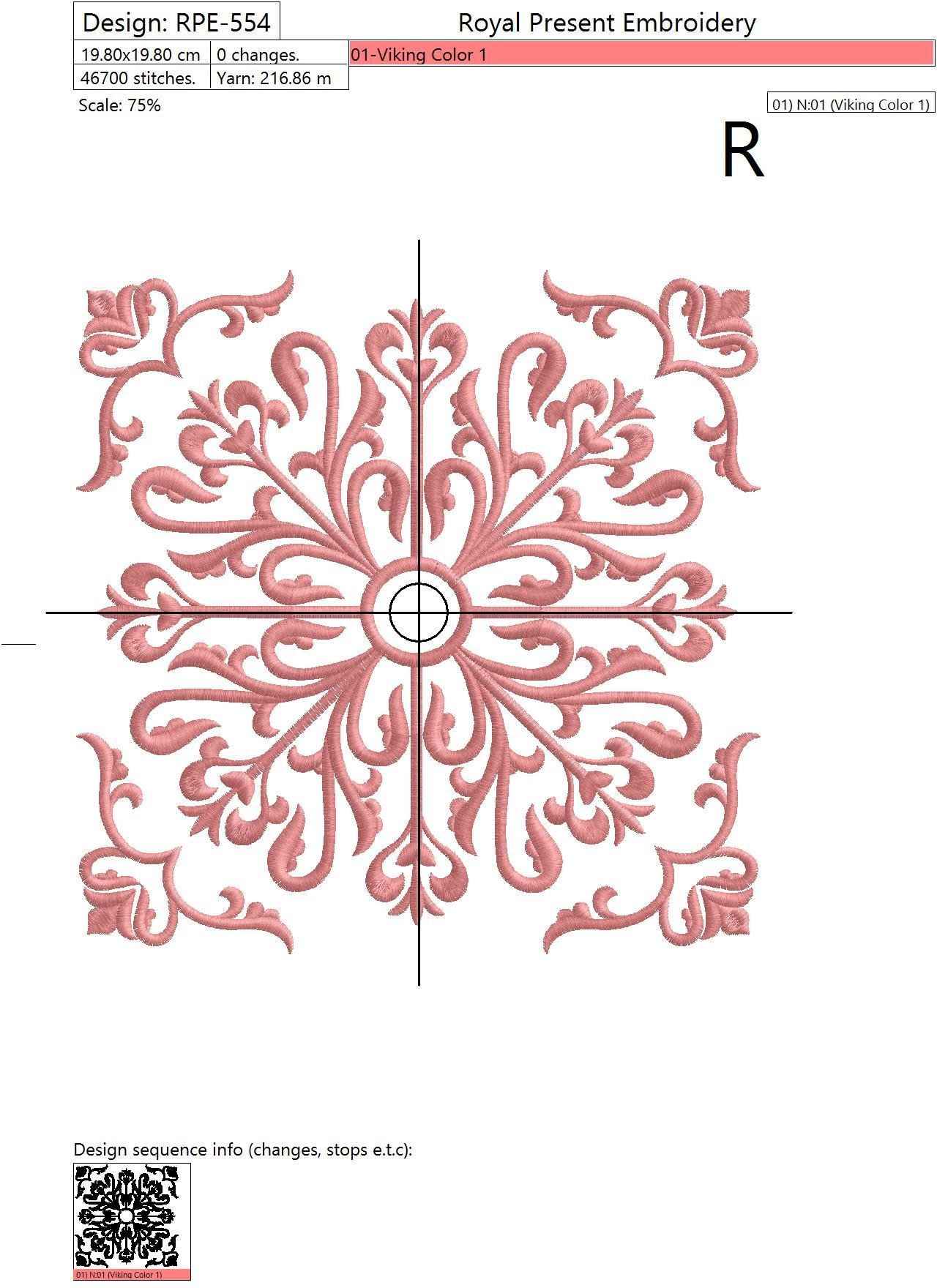 Machine Embroidery Design Arabesque - 4 sizes | Royal Present Embroidery