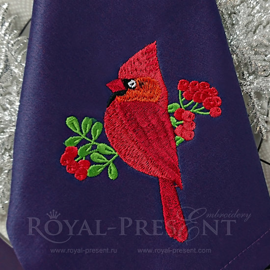 Machine Embroidery Design Red Cardinal - 2 sizes | Royal Present Embroidery