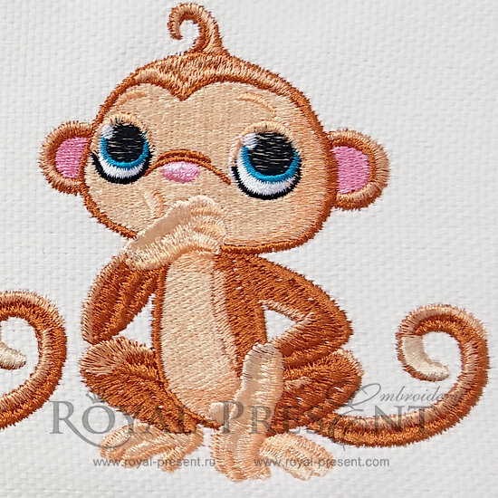Machine Embroidery Design Three Cute Monkeys - 2 sizes | Royal Present ...