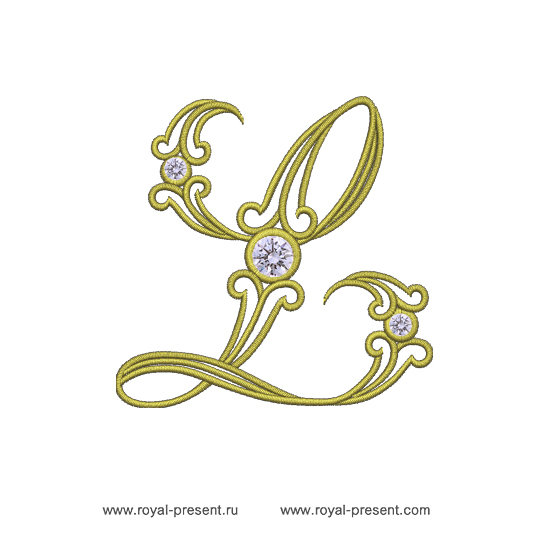 Machine Embroidery Design Vintage letter L | Royal Present Embroidery