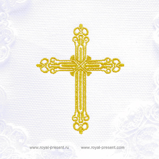 Machine Embroidery Design Gold Cross - 6 sizes | Royal Present Embroidery