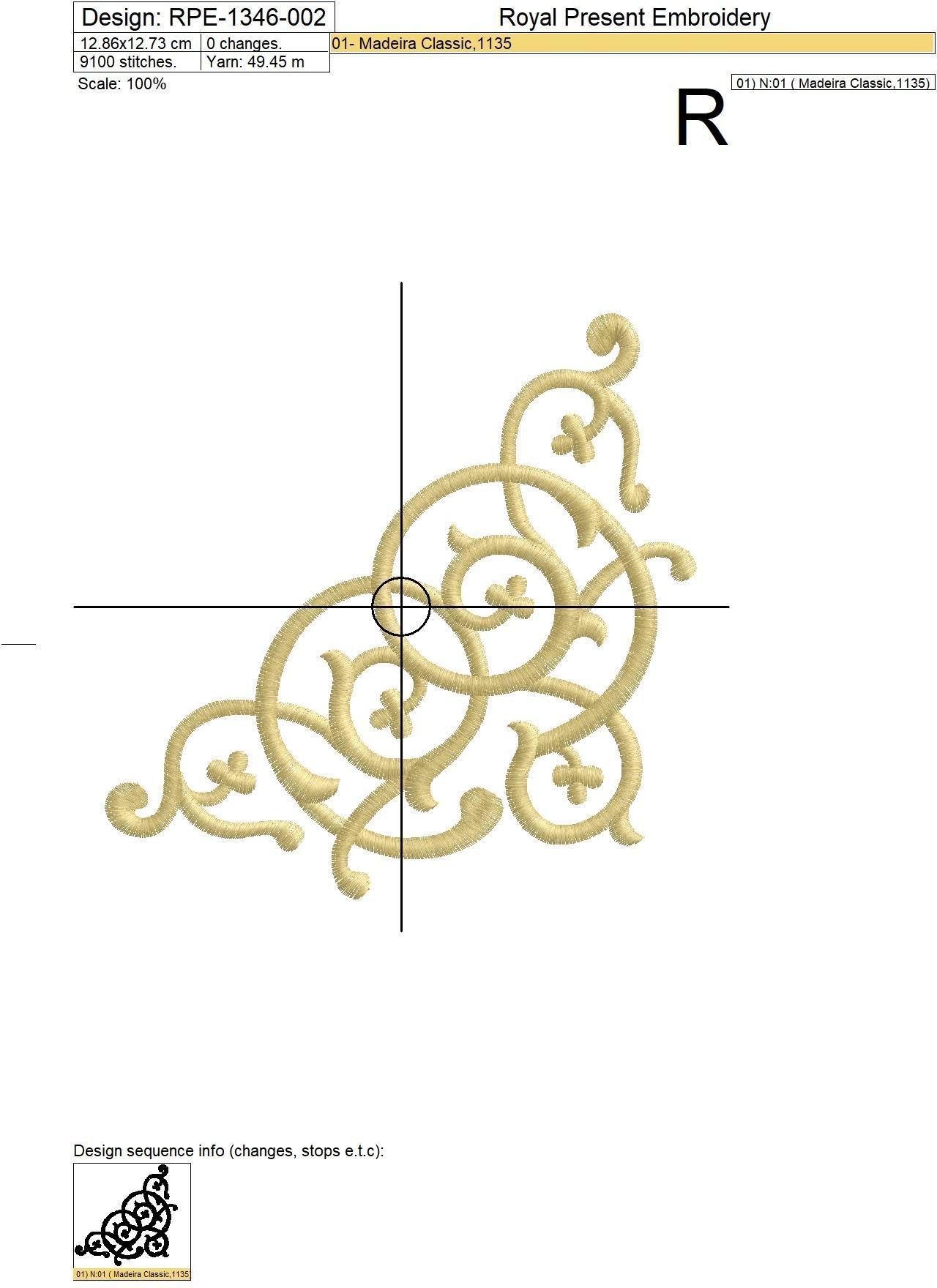 Corner Arabesque Digital Embroidery Designs - 5 sizes | Royal Present ...