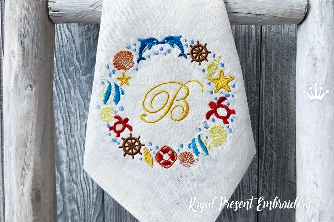 Nautical Monogram Frame Machine Embroidery Design | Royal Present ...