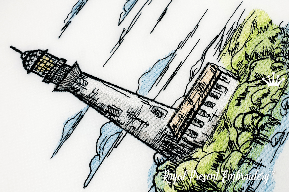 Old Lighthouse Machine Embroidery Design - 6 sizes | Royal Present ...