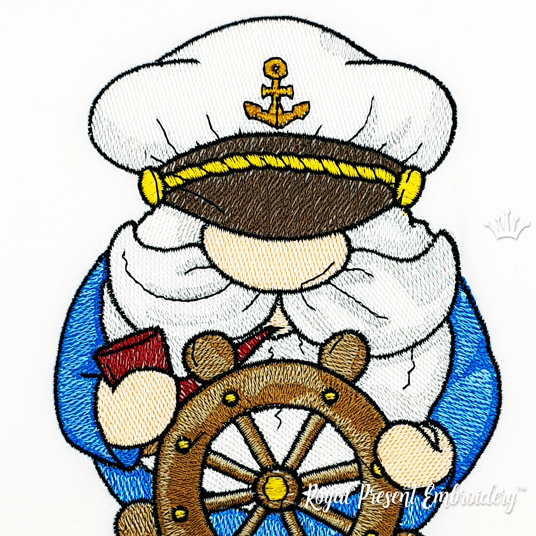 Gnome Captain Machine Embroidery Design - 4 sizes | Royal Present ...